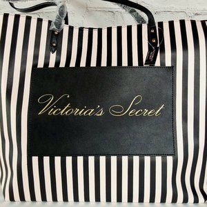 Victoria's Secret | Bags | Victorias Secret Pinstripe Logo Glam Bag ...